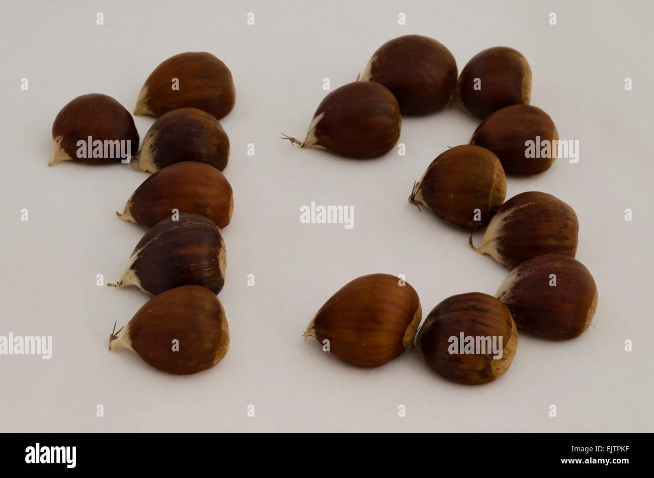 Figure of fresh chestnut fruits on white background Stock Photo - Alamy