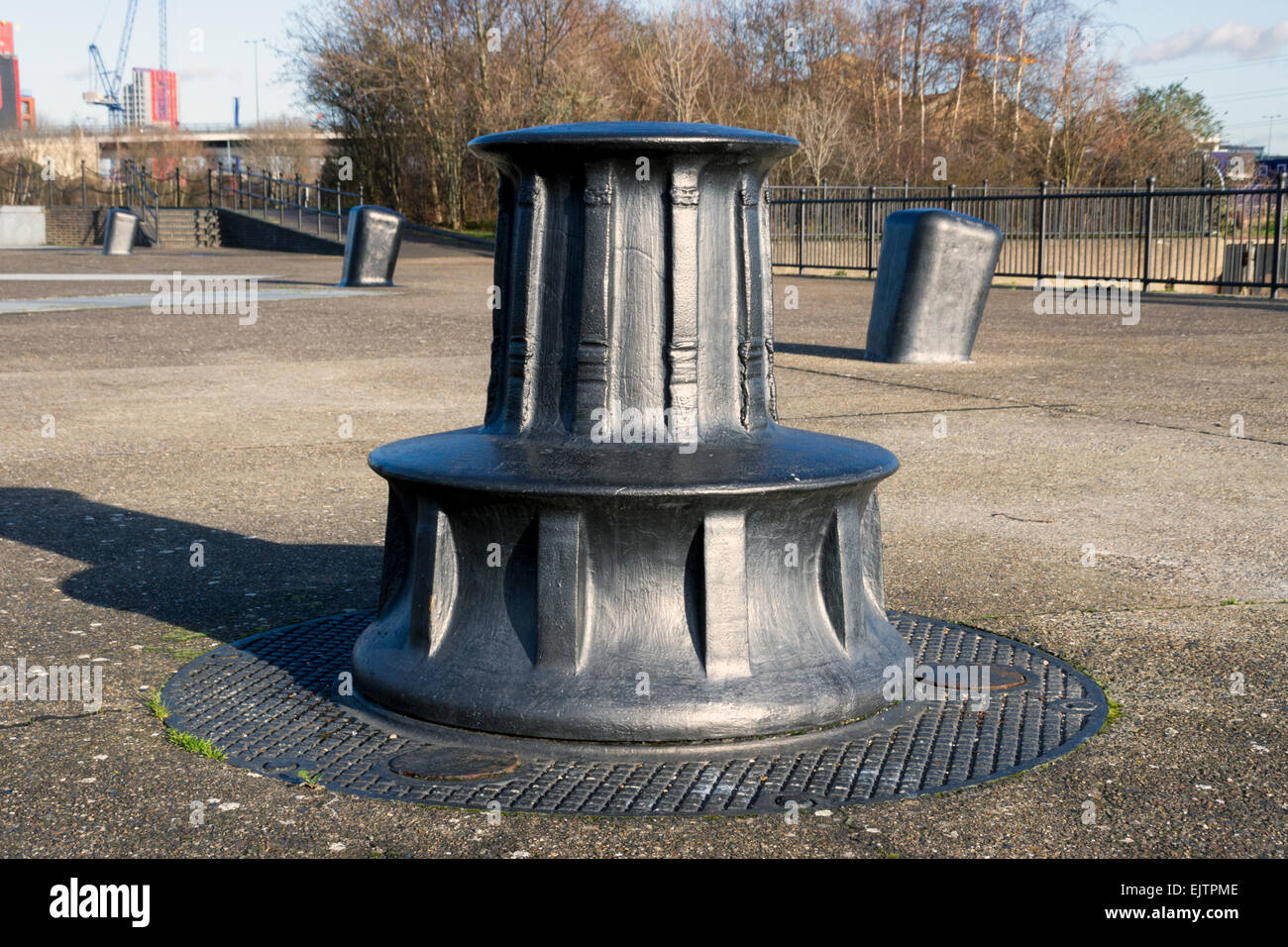 Old capstan and bollard, East India Dock Basin, London Stock Photo - Alamy