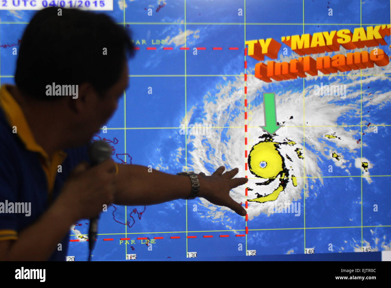 Quezon City, Philippines. April 1, 2015 (Xinhua) - A meteorologist ...