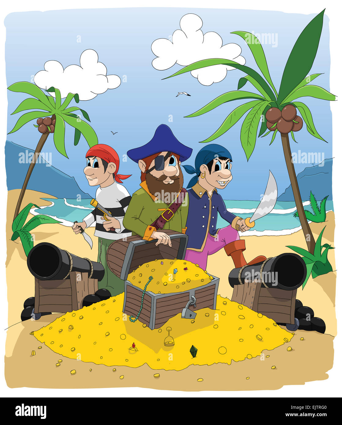 pirates on island Stock Photo - Alamy