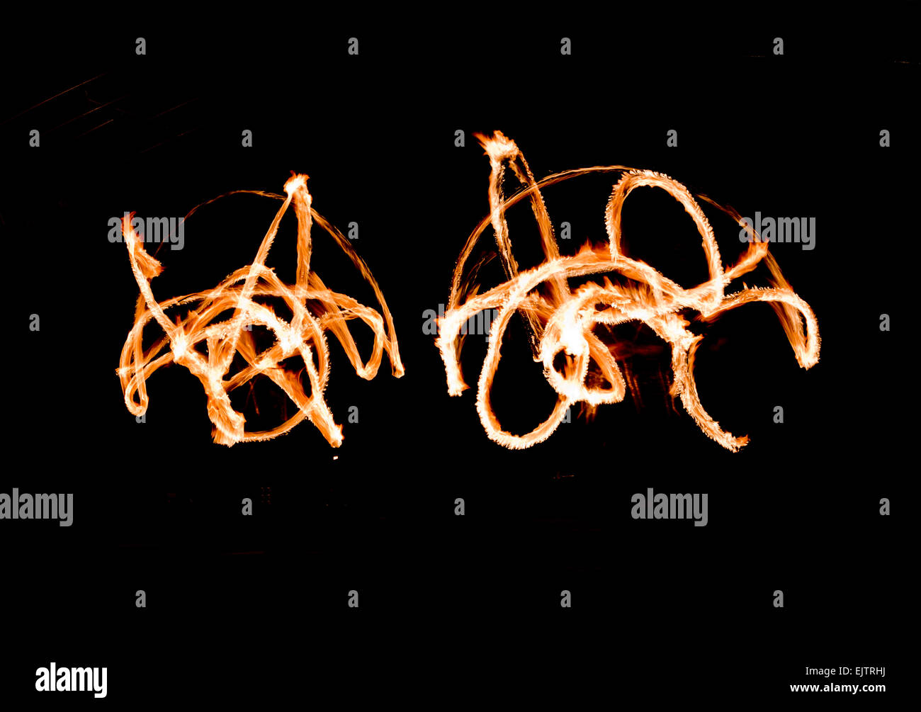 Fire Show Flaming Trails Stock Photo - Alamy
