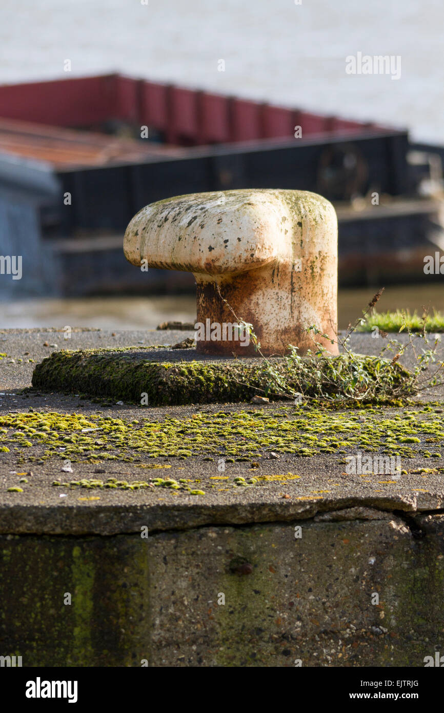 Rusting bollard, Old docks, East India Dock Basin, London Stock Photo ...