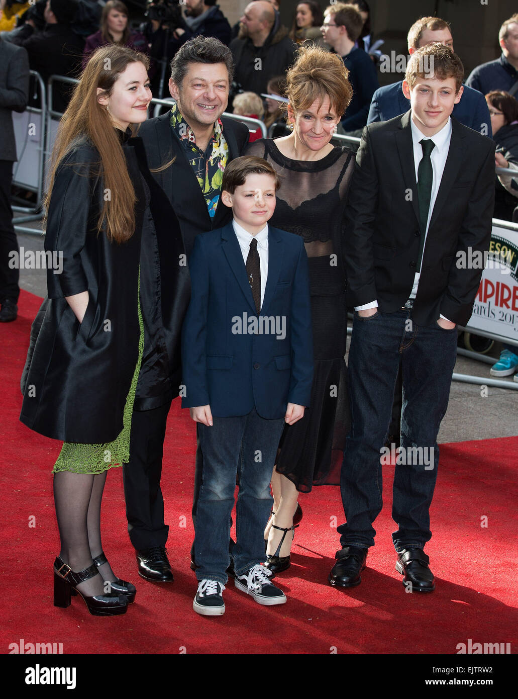 London, UK. Andy Serkis and family at the Jameson Empire Film Awards at ...