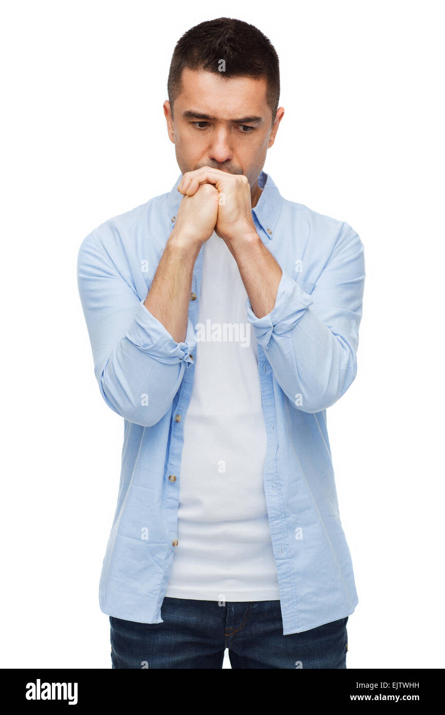 unhappy man thinking Stock Photo - Alamy