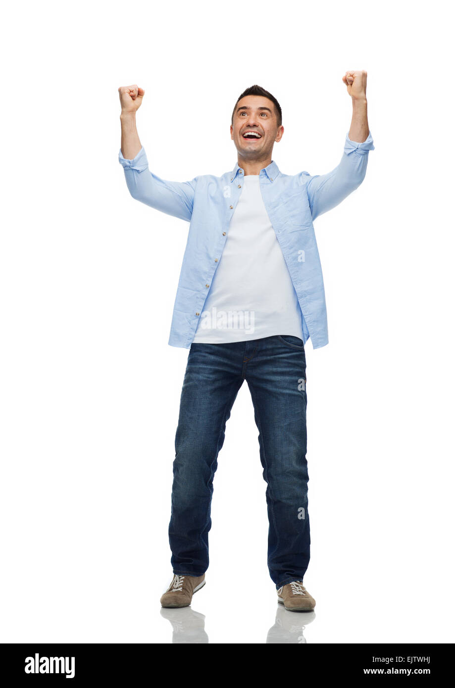 Man raised hands up Cut Out Stock Images & Pictures - Alamy