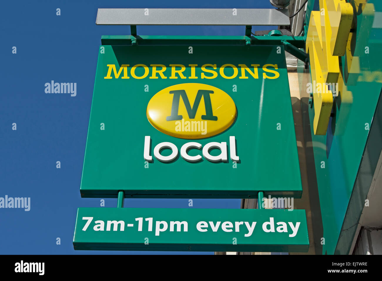 hanging sign at a branch of the nationwide supermarket chain, morrisons ...