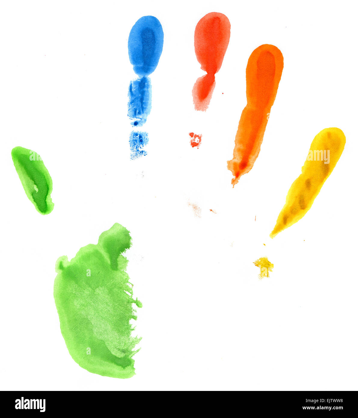 Close up of colored hand print on white background Stock Photo - Alamy