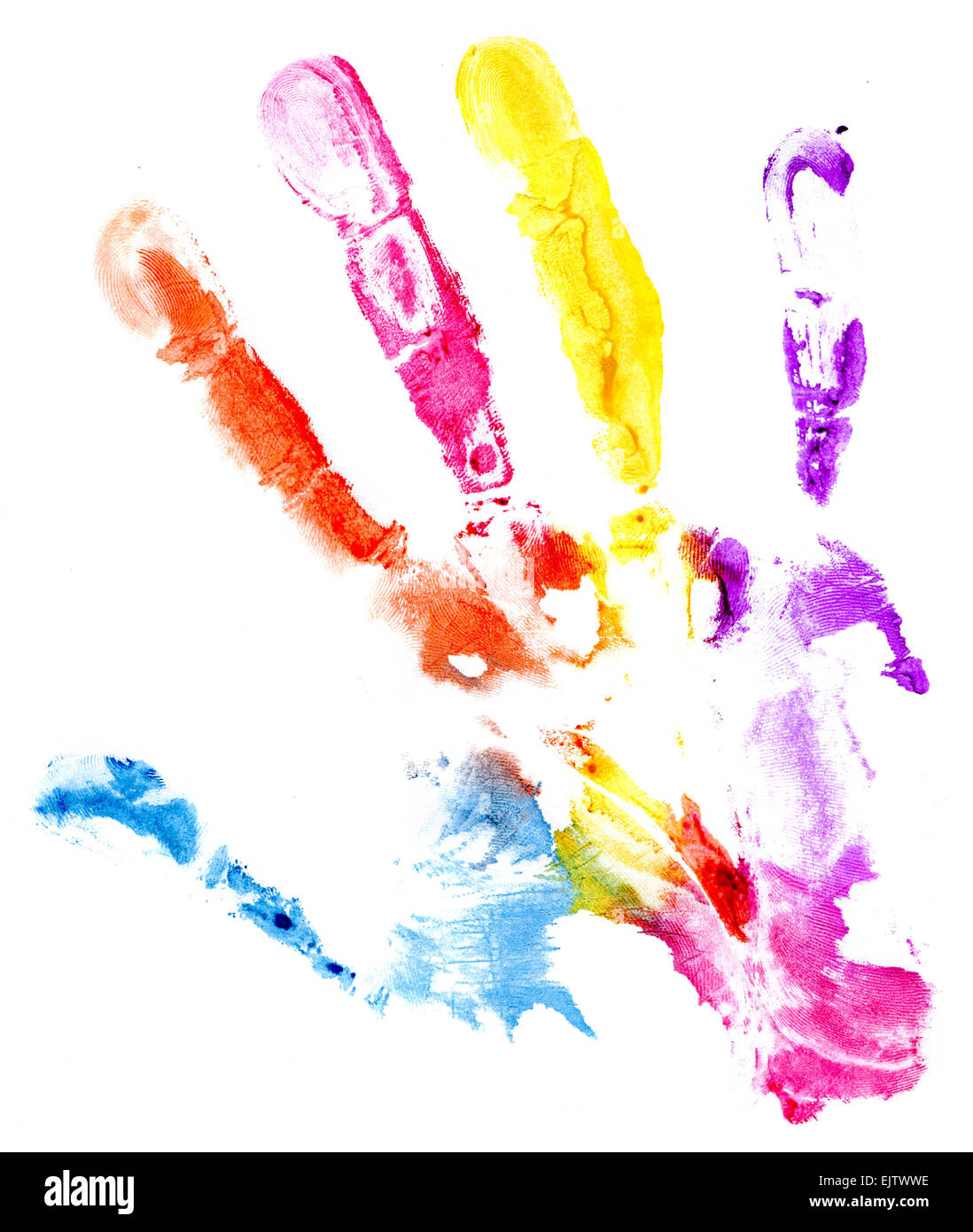 Close up of colored hand print on white background Stock Photo - Alamy
