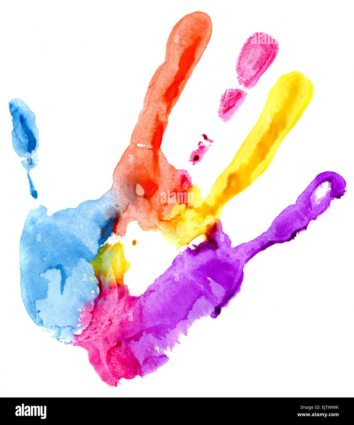 Close up of colored hand print on white background Stock Photo - Alamy