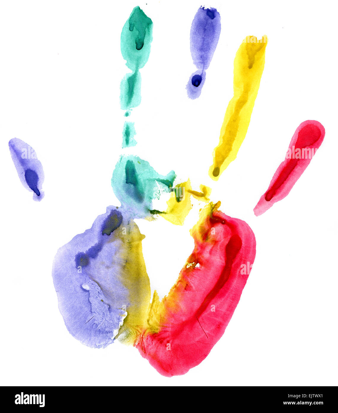 Close up of colored hand print on white background Stock Photo - Alamy