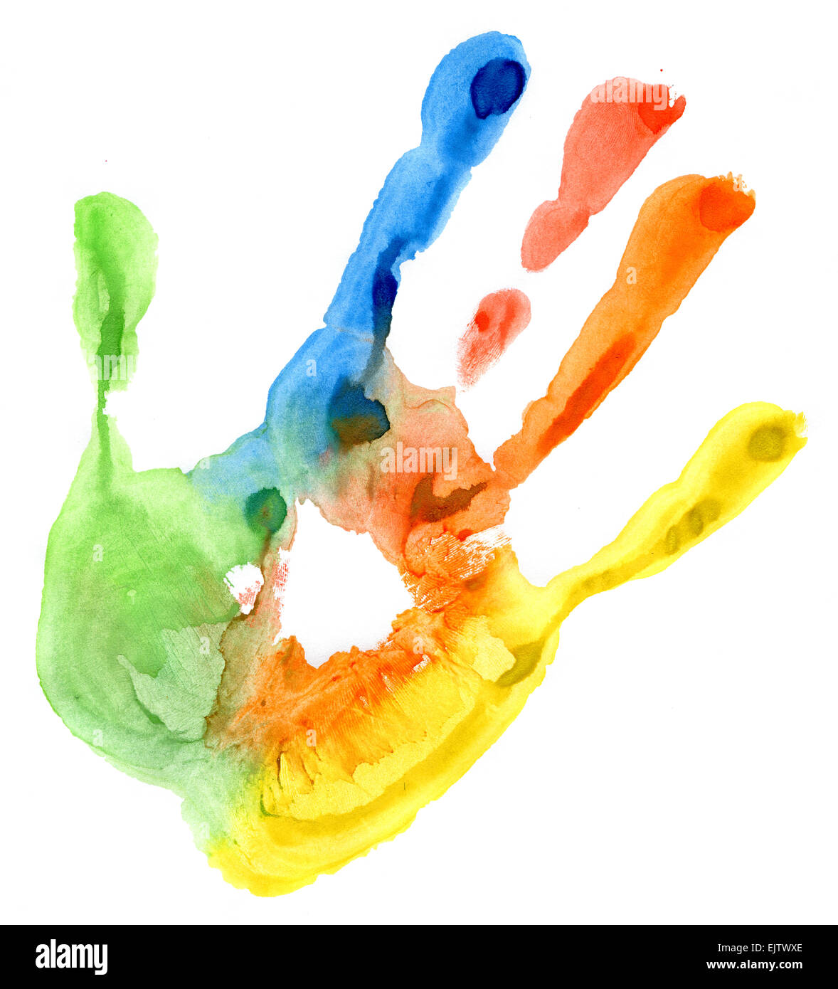 Close up of colored hand print on white background Stock Photo - Alamy