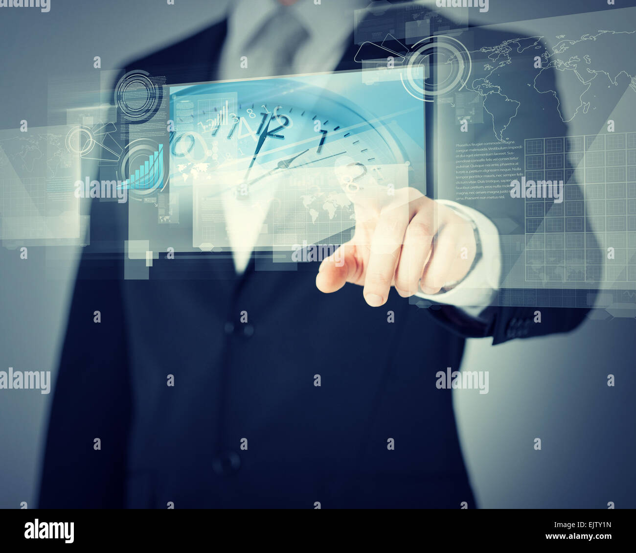 man hands with virtual screens Stock Photo - Alamy