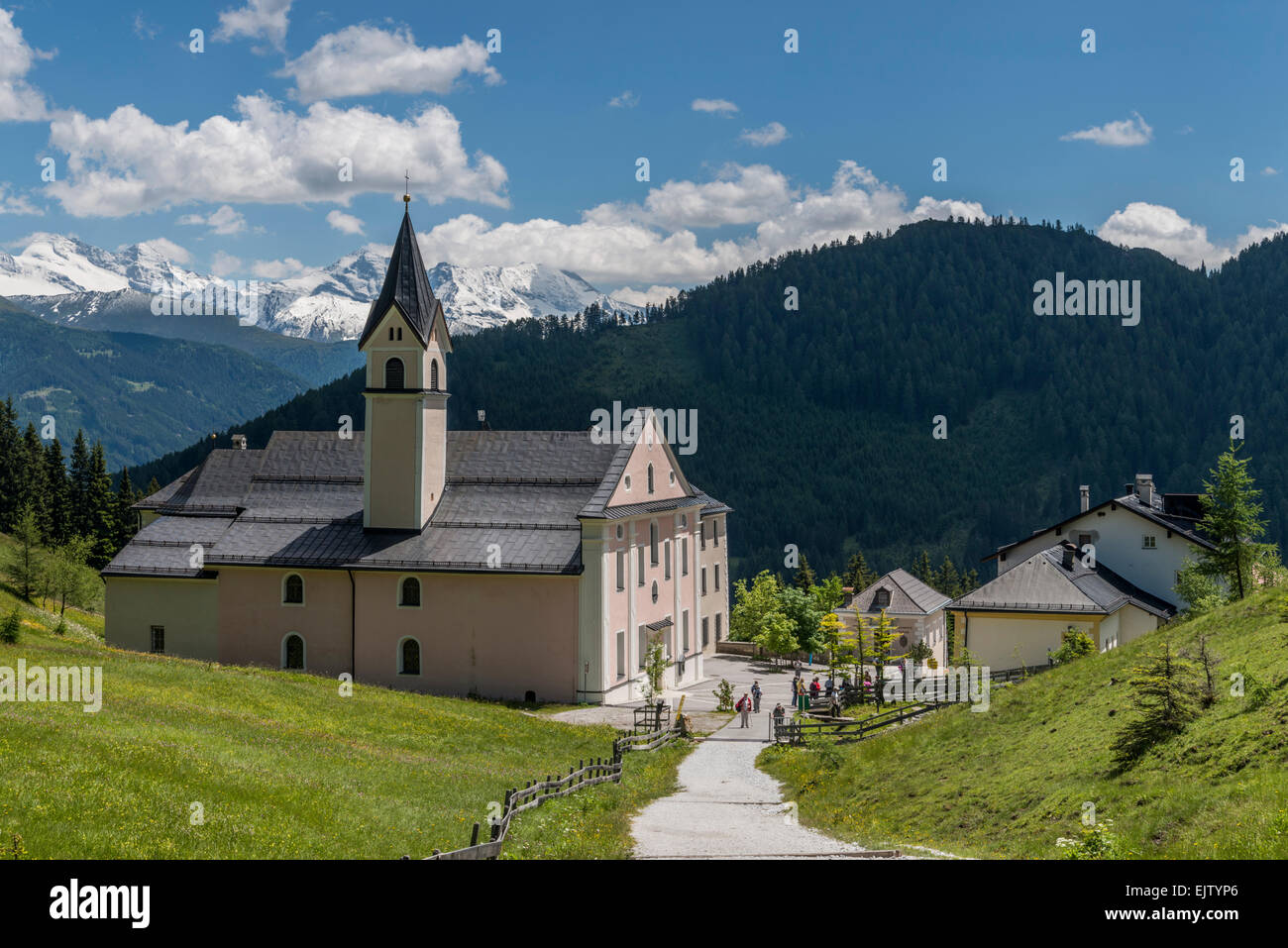 The monastery of Maria Waldrast in the Stubai Alps of the Austrian ...