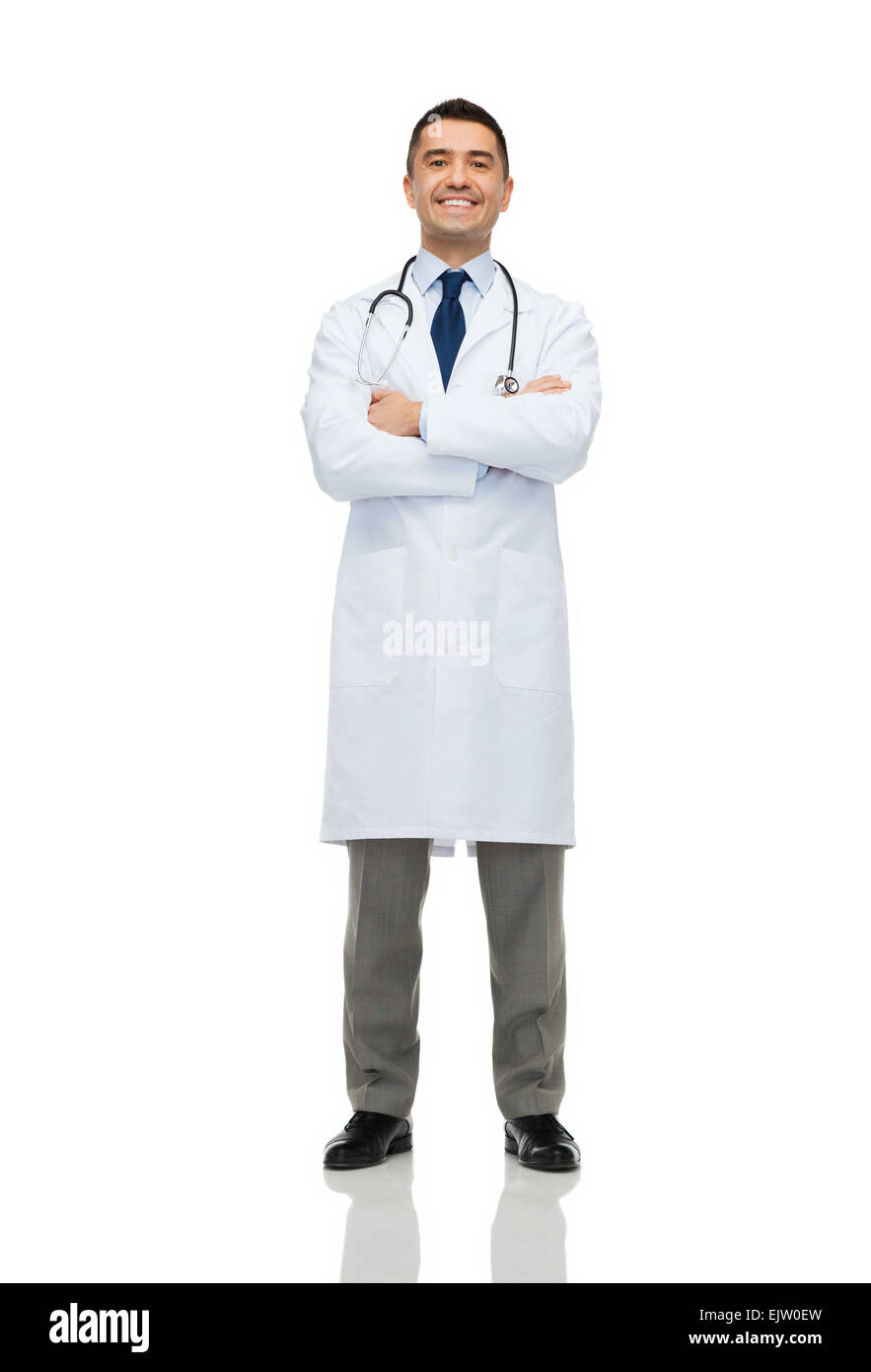 Man in white coat stethoscope Cut Out Stock Images & Pictures - Alamy