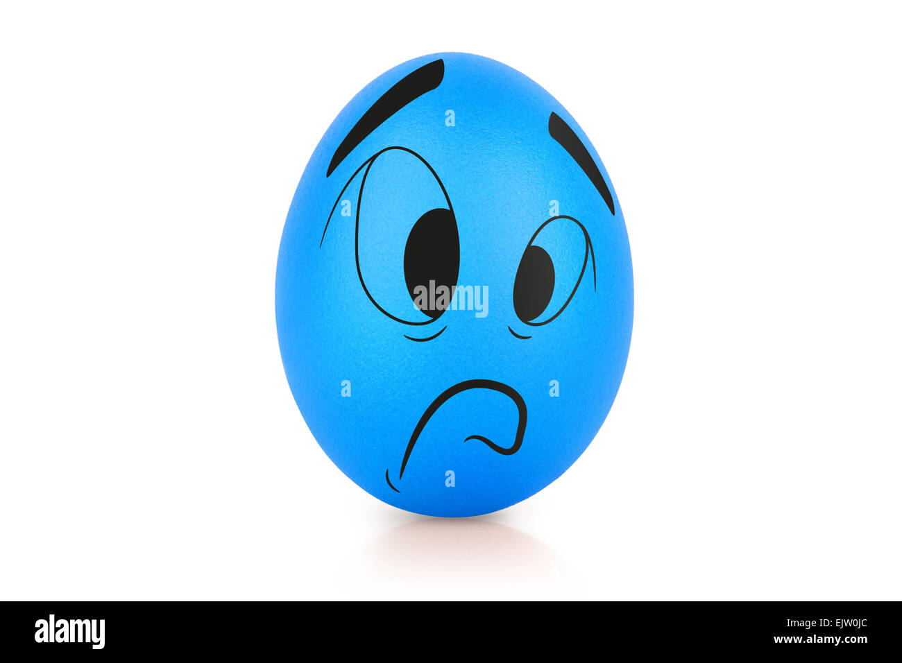 Blue sad egg with emotional face isolated Stock Photo - Alamy