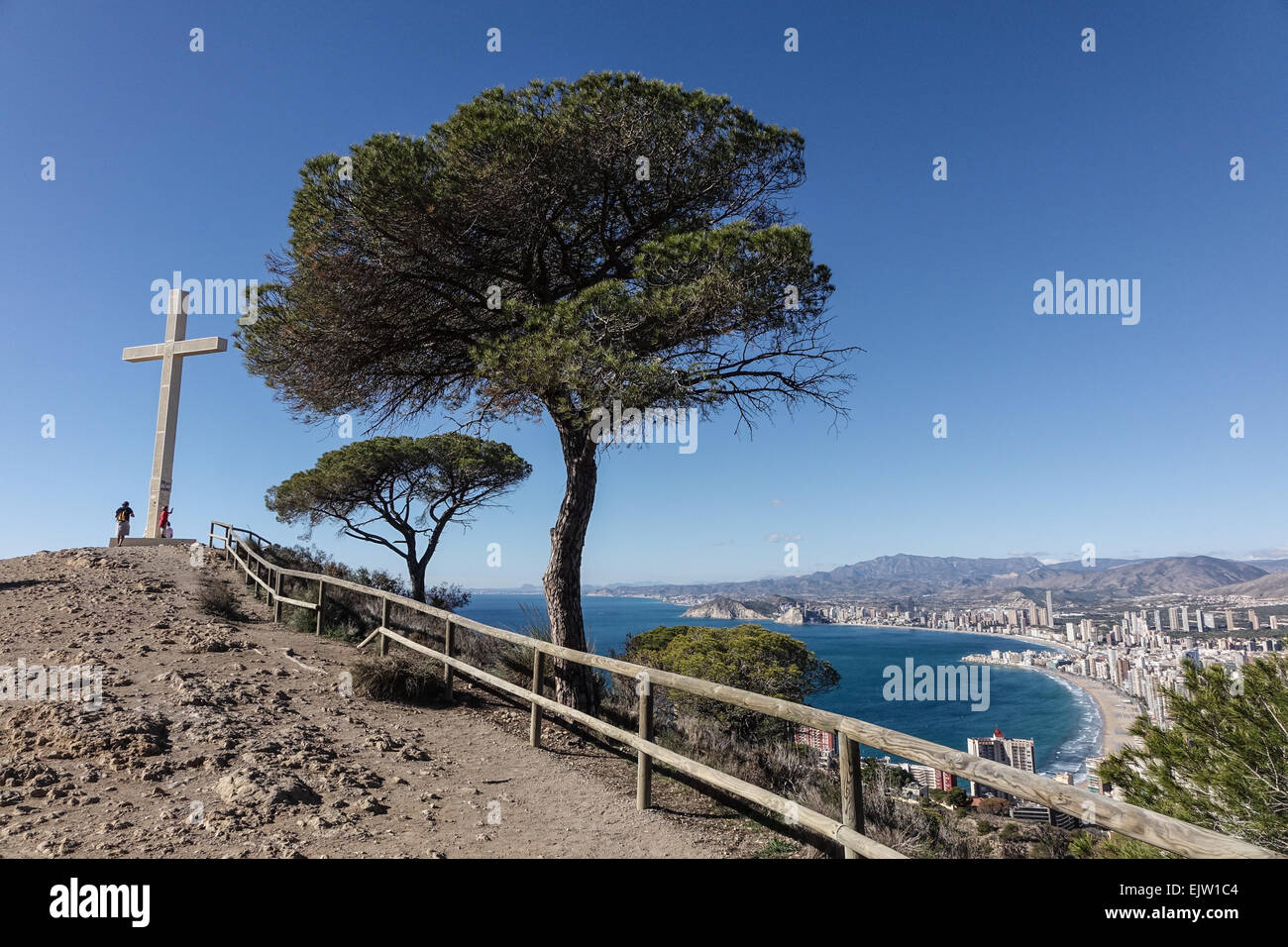 Benidorm cross, crucifix on the hill overlooking the town and, playa ...