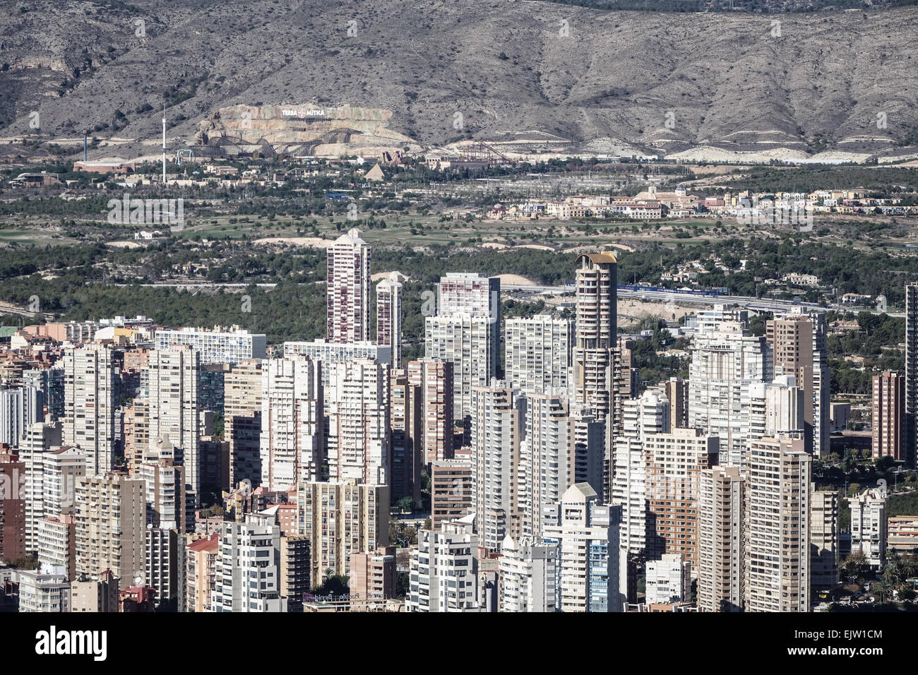 Benidorm aerial view from the cross looking over the new town, with a ...