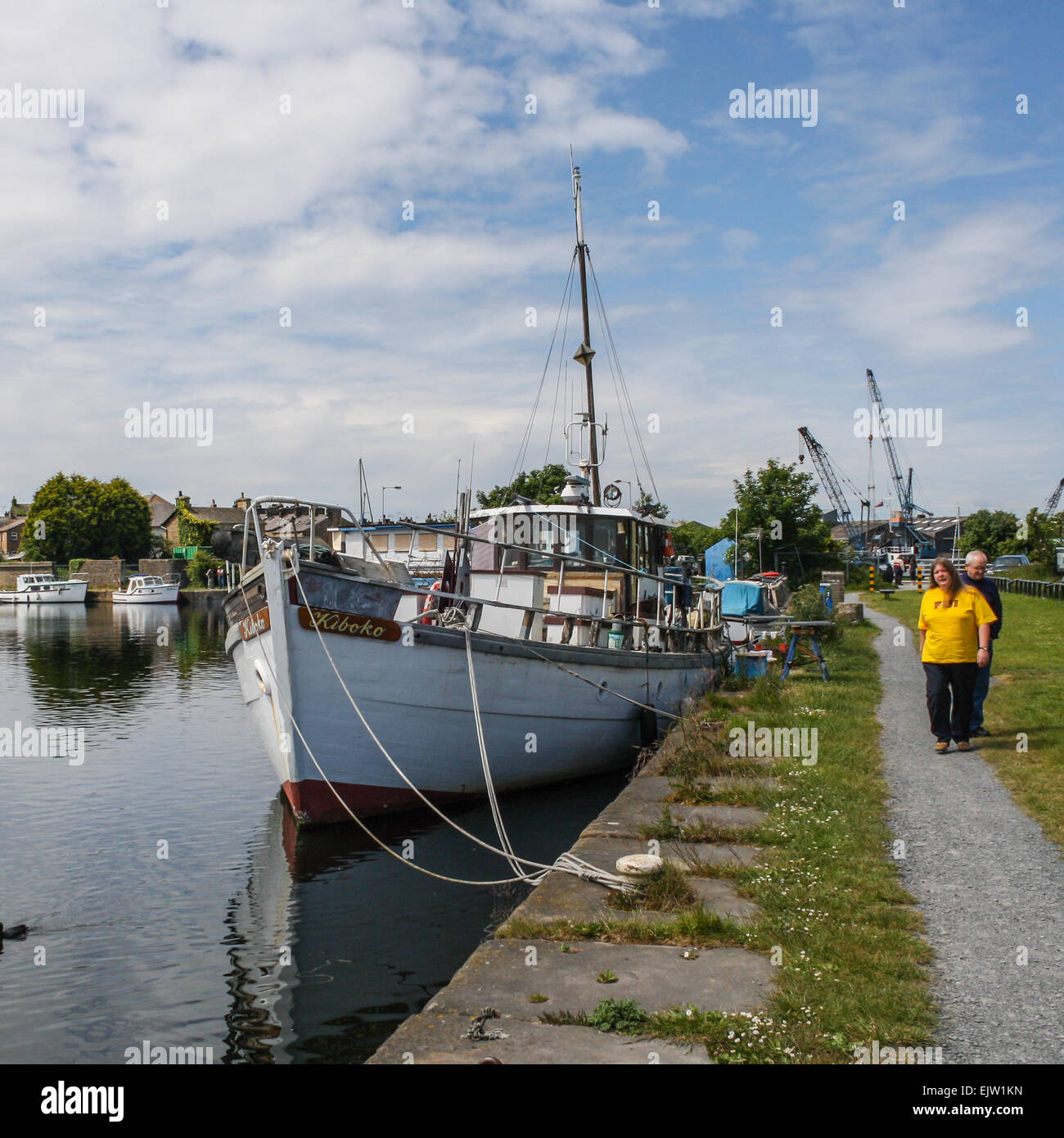 Glasson Dock near Lancaster, on the Lune Estuary, Lancashire. Boats ...