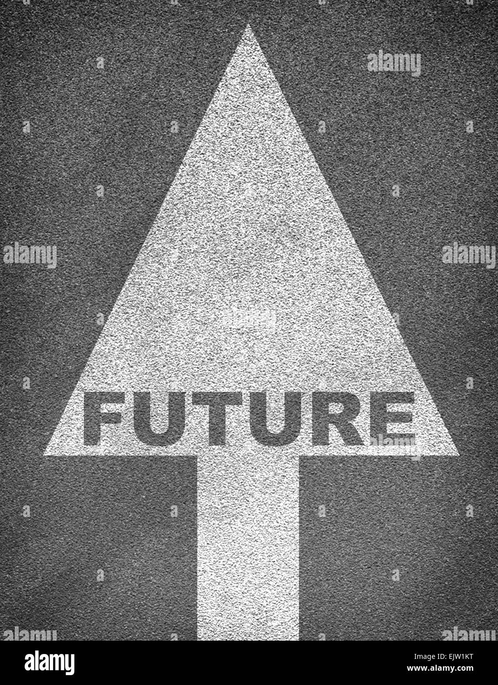 Asphalt road texture with arrow and word future Stock Photo - Alamy