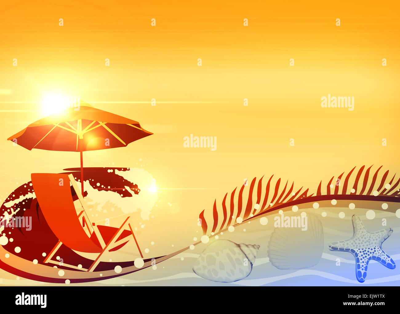 Summer holiday, travel advert poster or flyer background with empty ...