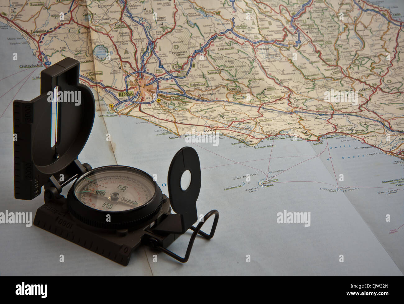 Compass old map italy hi-res stock photography and images - Alamy