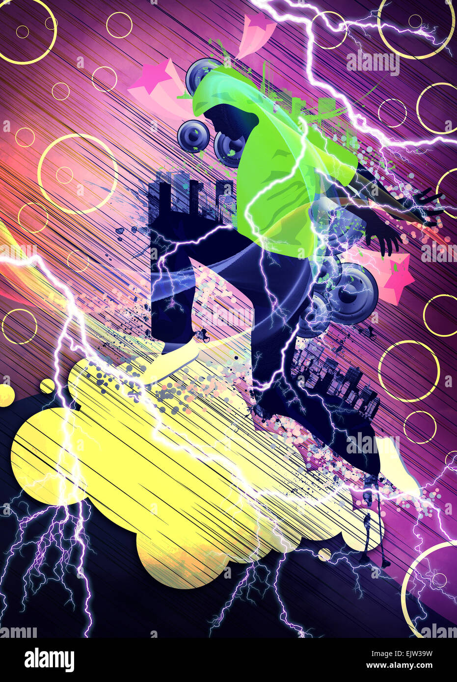 Dance, hip-hop or fitness invitation advert background with empty space ...