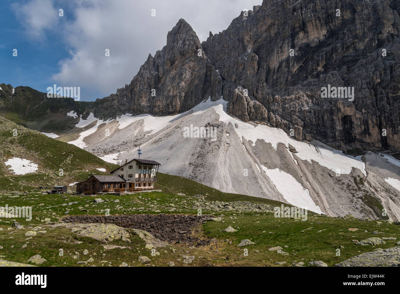 The Italian Alpine Club owned Tribulaun Hut mountain refuge in the ...