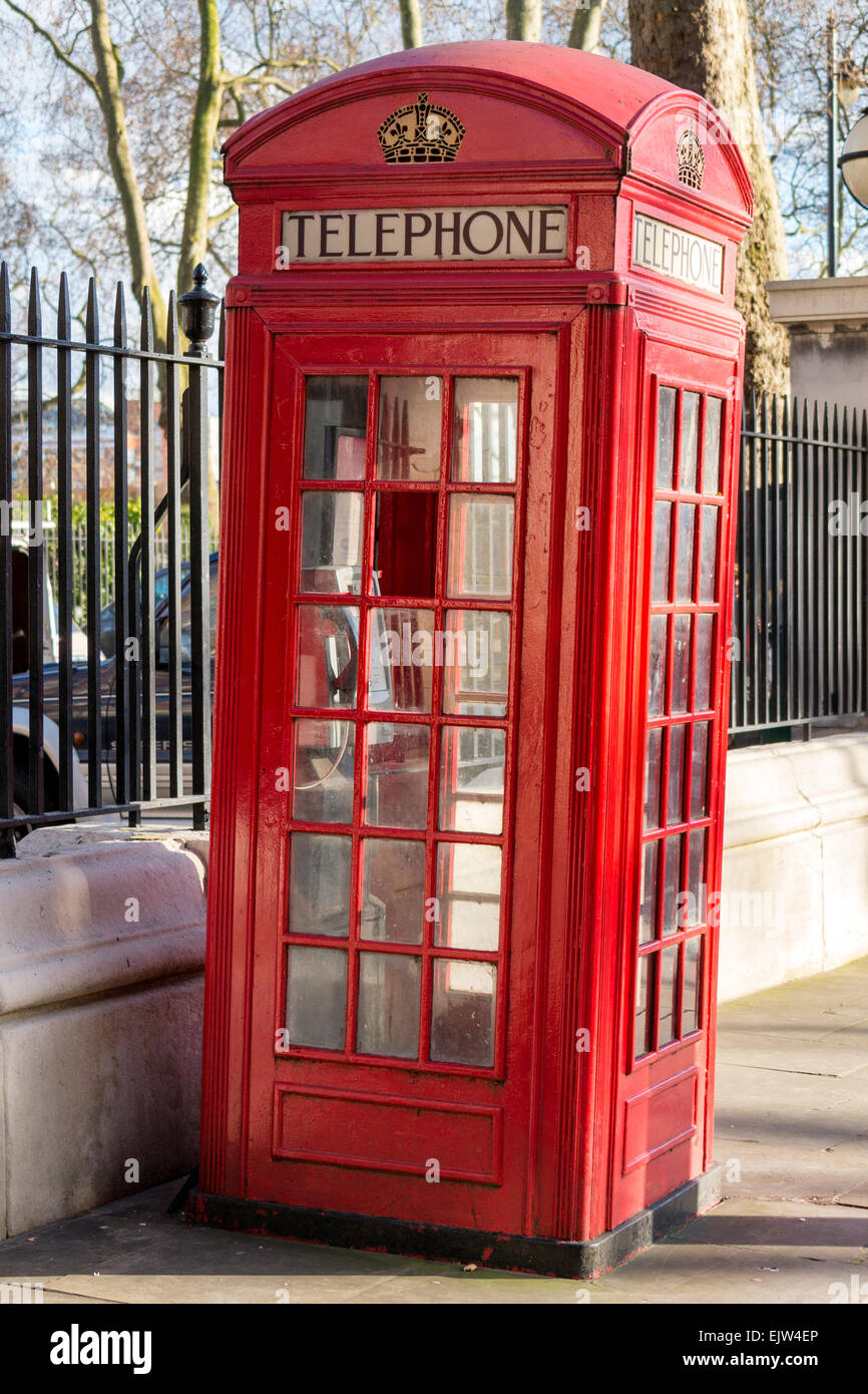 Leaning Red Telephone Box, London, Britain Stock Photo - Alamy