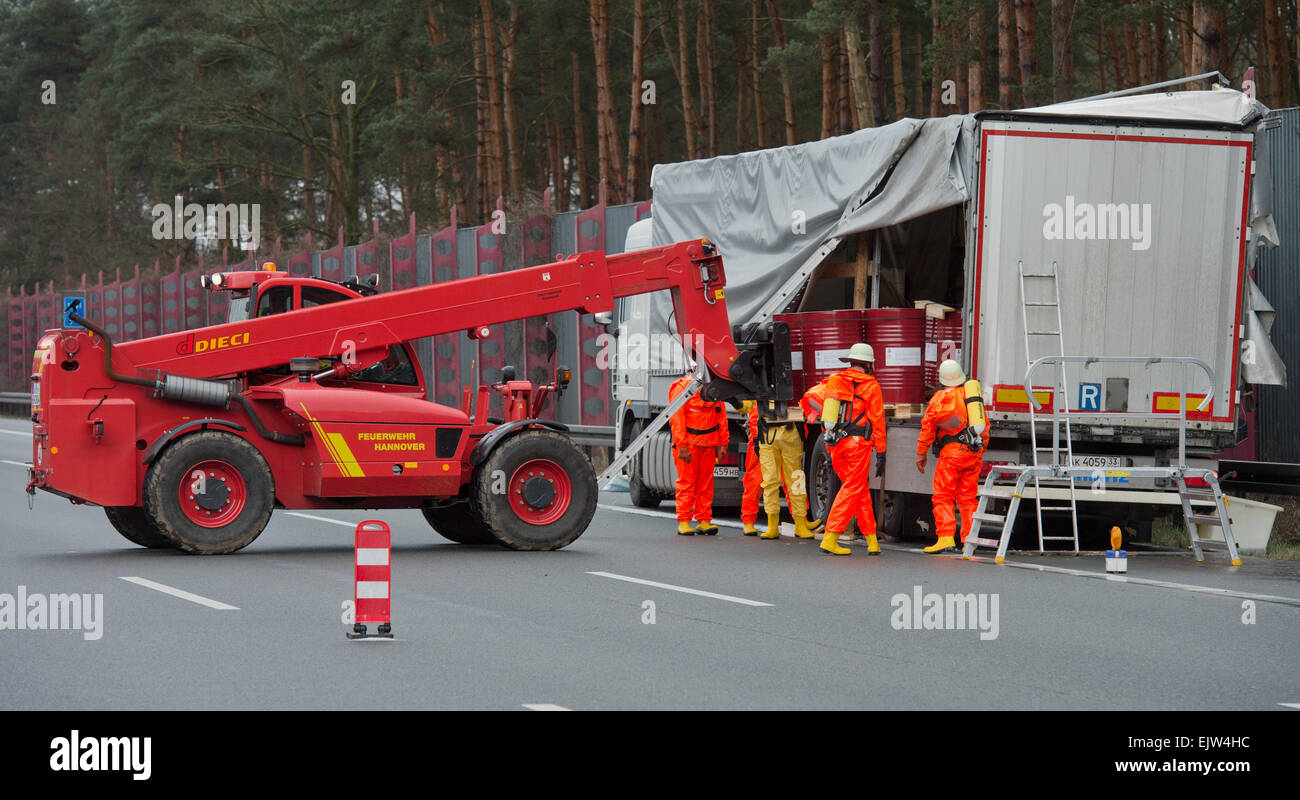 Hannover, Germany. 01st Apr, 2015. Members of the German fire brigade ...