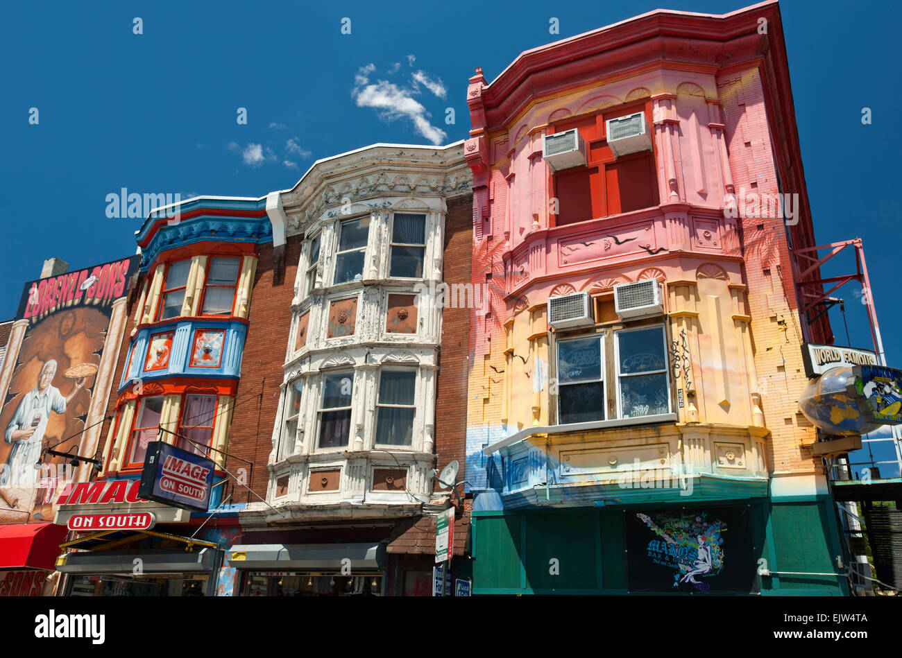 ROW OF PAINTED HOUSES SOUTH STREET DOWNTOWN PHILADELPHIA PENNSYLVANIA ...