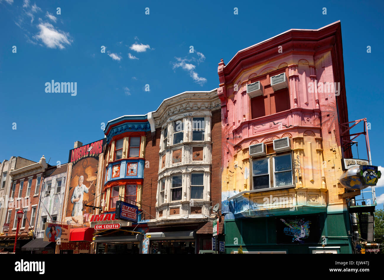 ROW OF PAINTED HOUSES SOUTH STREET DOWNTOWN PHILADELPHIA PENNSYLVANIA ...