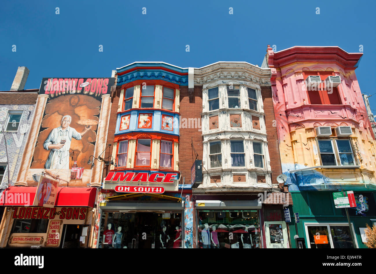 ROW OF PAINTED HOUSES SOUTH STREET DOWNTOWN PHILADELPHIA PENNSYLVANIA ...