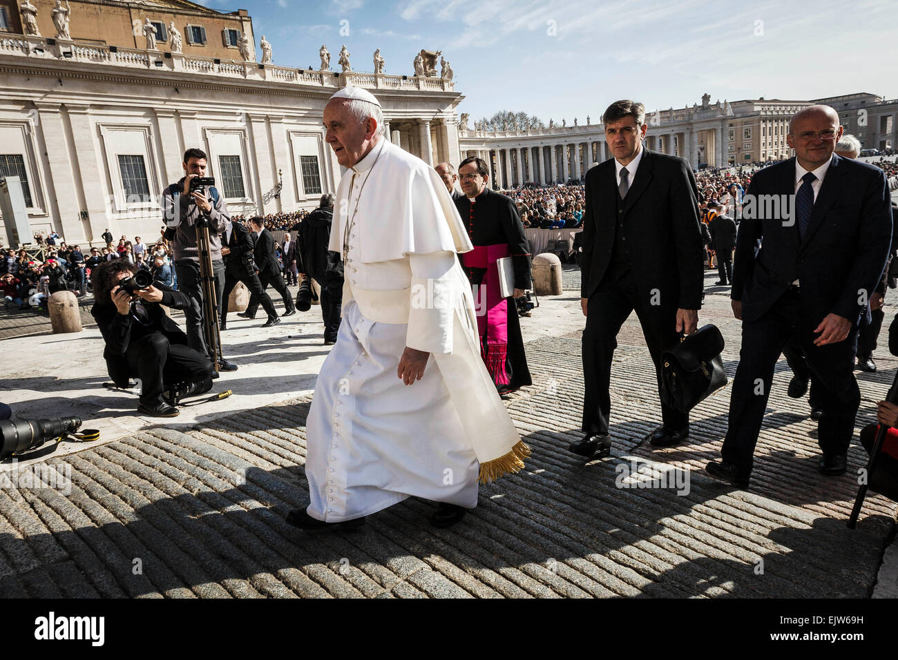 Vatican City, Vatican. 01st Apr, 2015. Pope Francis attends his Weekly ...