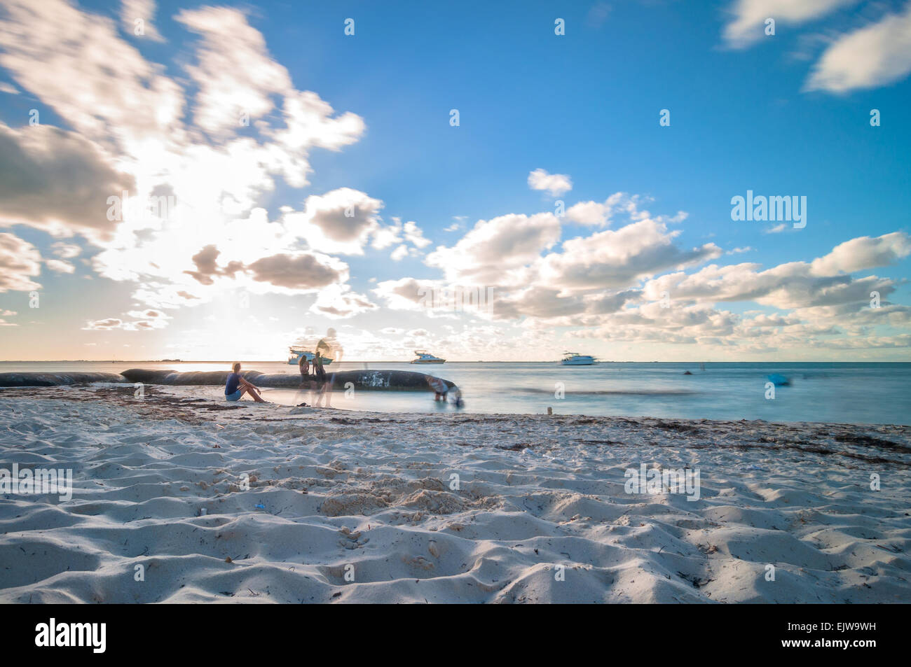 Isla Mujeres, Mexico - April 21, 2014: long exposure of tourists ...