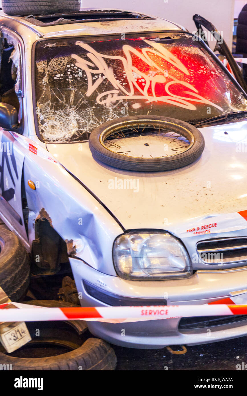 car accident wreckage vandalised vandalized smash smashed up wright off ...