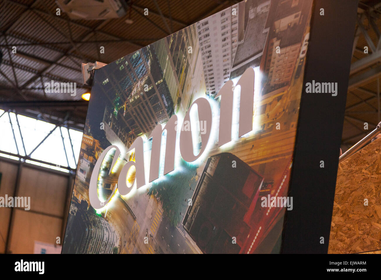 Canon camera sign at camera show word spelled out letters on board ...