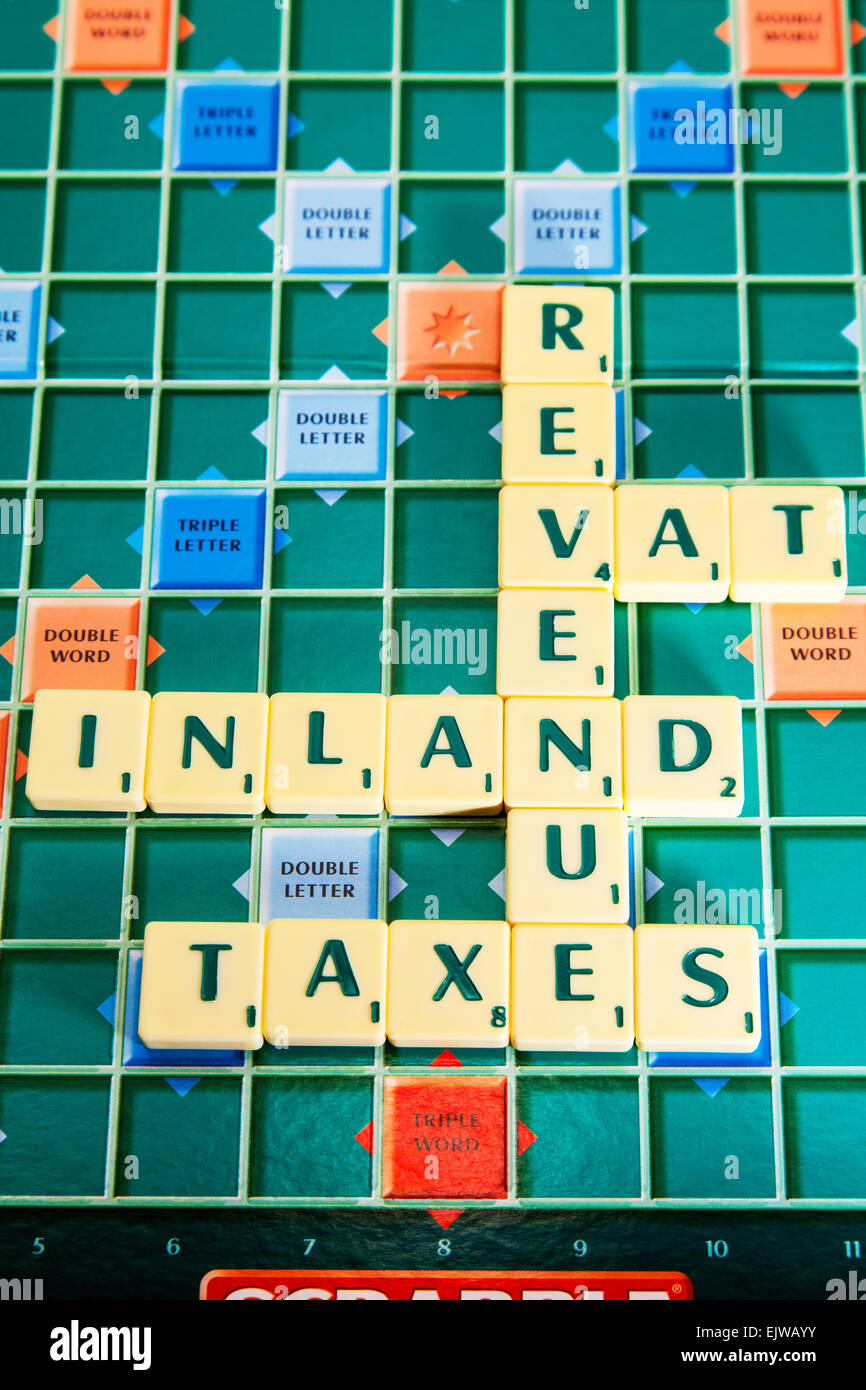 inland revenue vat taxes tax HMRC collection words using scrabble tiles ...