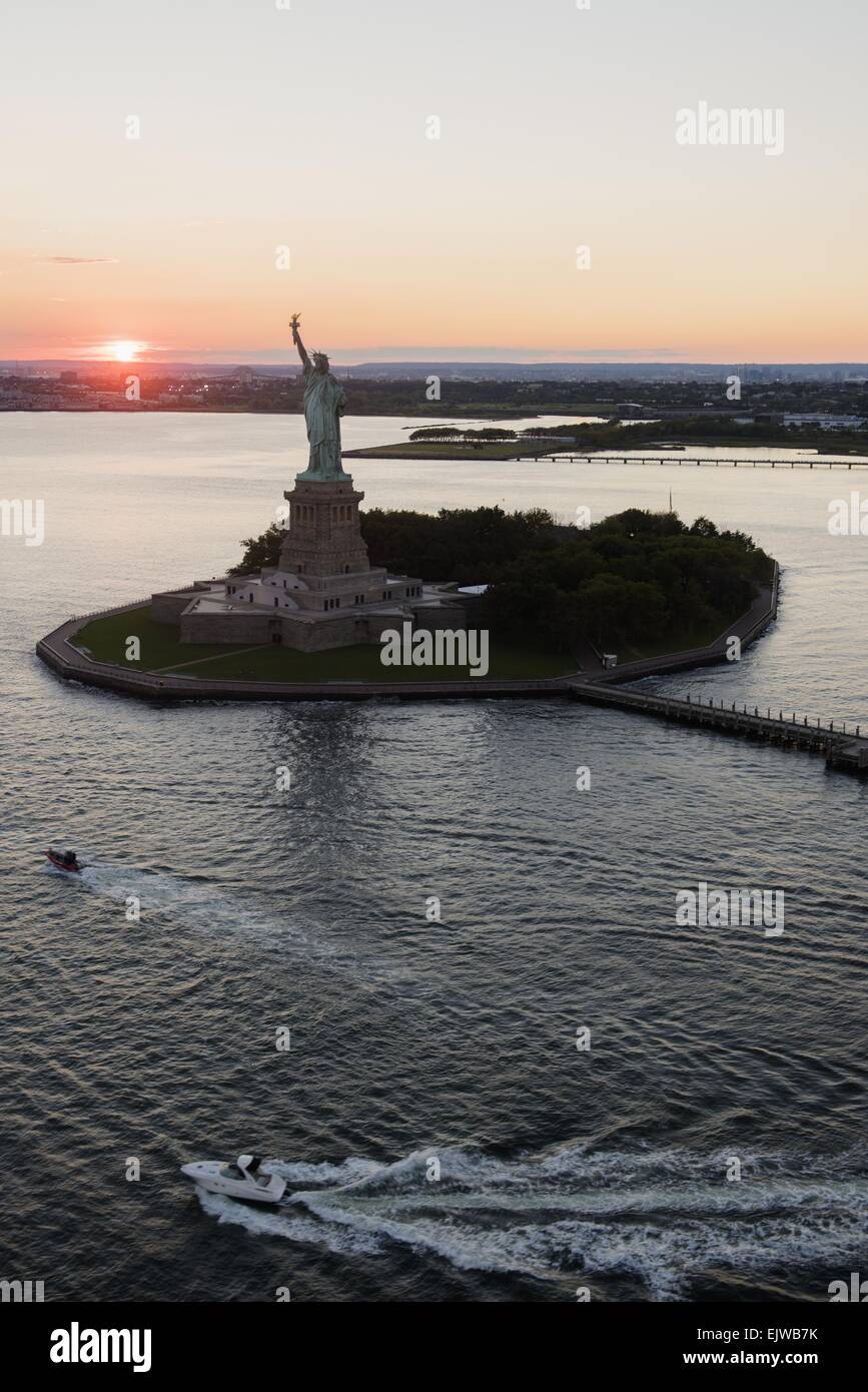 USA, New York State, New York City, Aerial view of Statue of Liberty ...