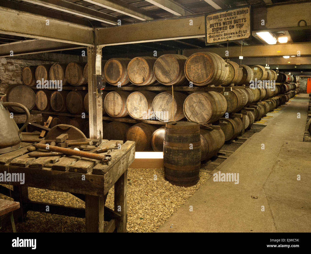 whisky casks in warehouse laphroaig distillery Stock Photo - Alamy
