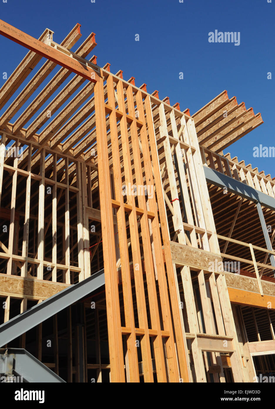 Wood Beam Structure and Construction Site Stock Photo - Alamy