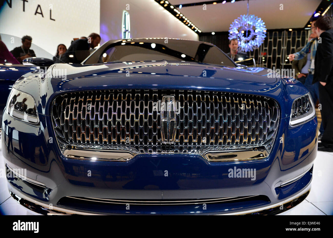 New York, USA. 1st Apr, 2015. Visitors look at a new Lincoln ...