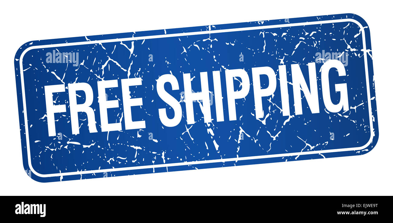 free shipping blue square grunge textured isolated stamp Stock Photo ...