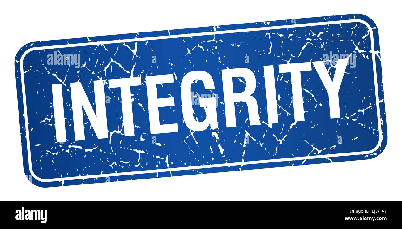 integrity blue square grunge textured isolated stamp Stock Photo - Alamy