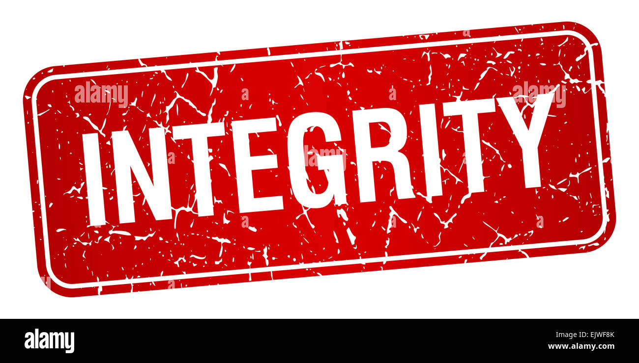 integrity red square grunge textured isolated stamp Stock Photo - Alamy