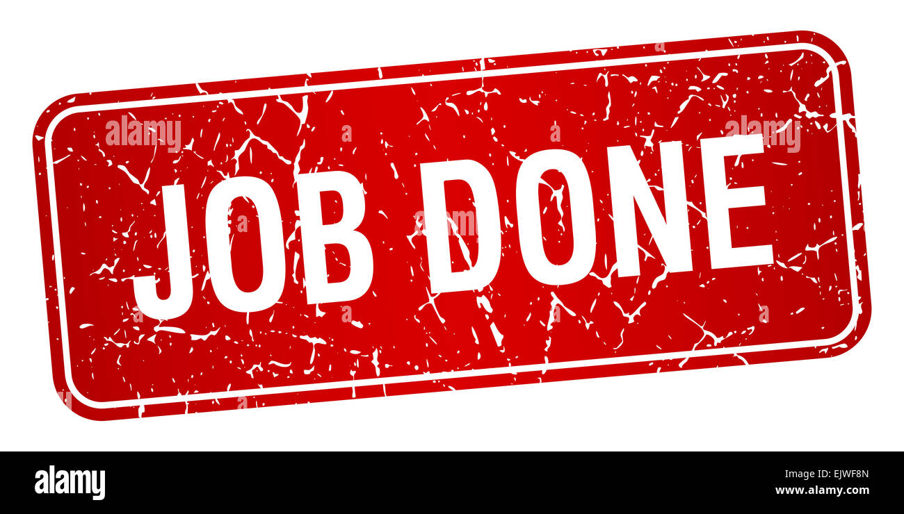 job done red square grunge textured isolated stamp Stock Photo - Alamy