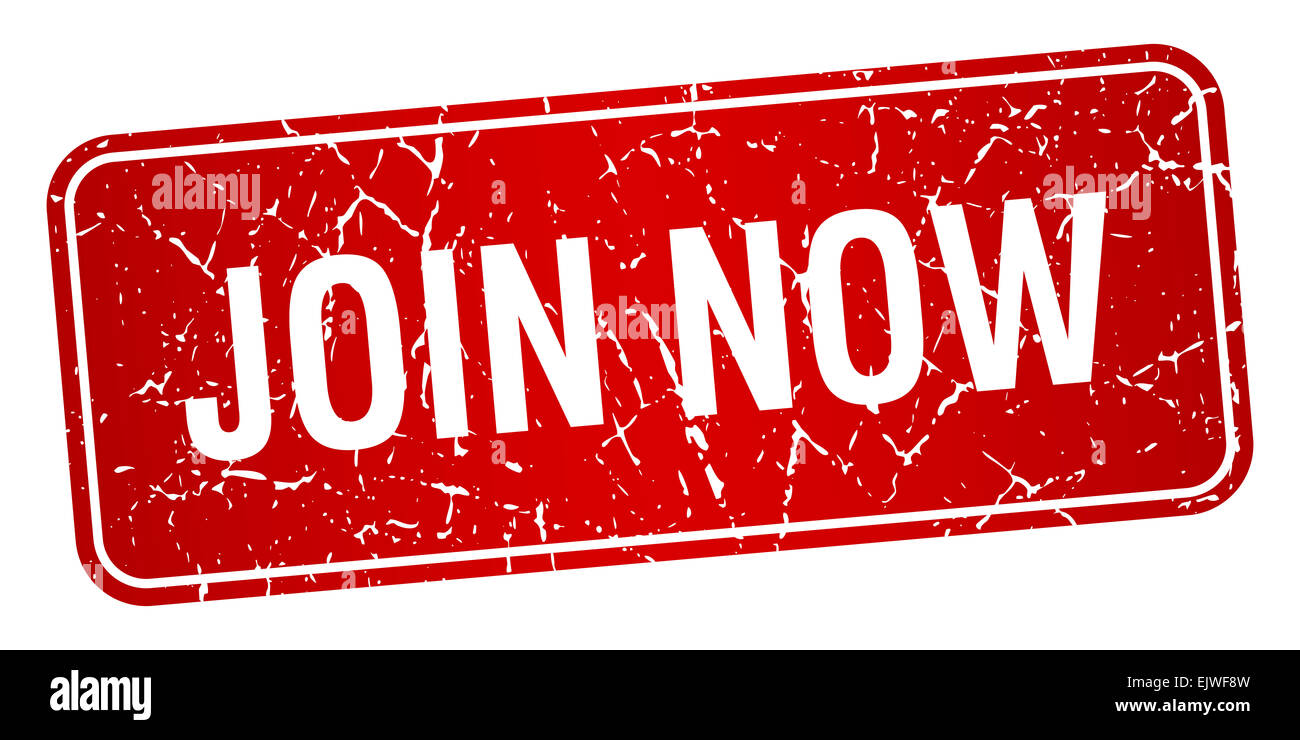 join now red square grunge textured isolated stamp Stock Photo - Alamy