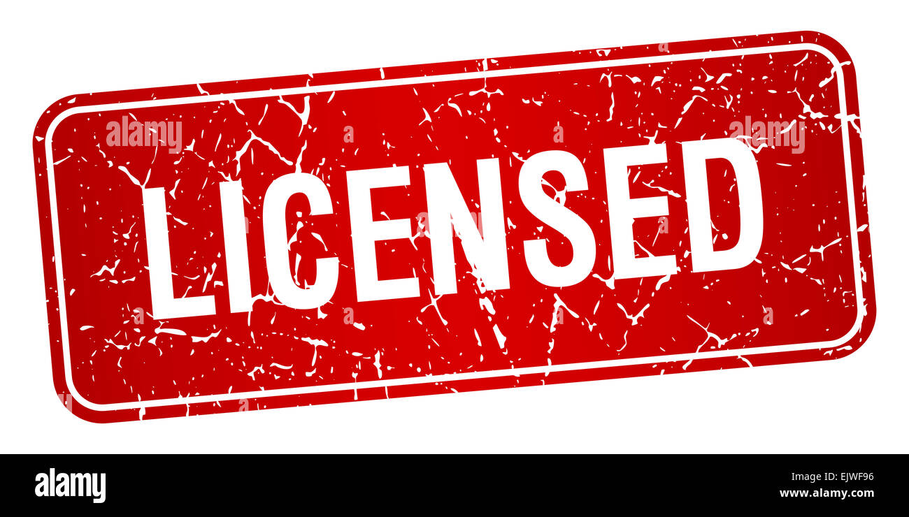 licensed red square grunge textured isolated stamp Stock Photo - Alamy