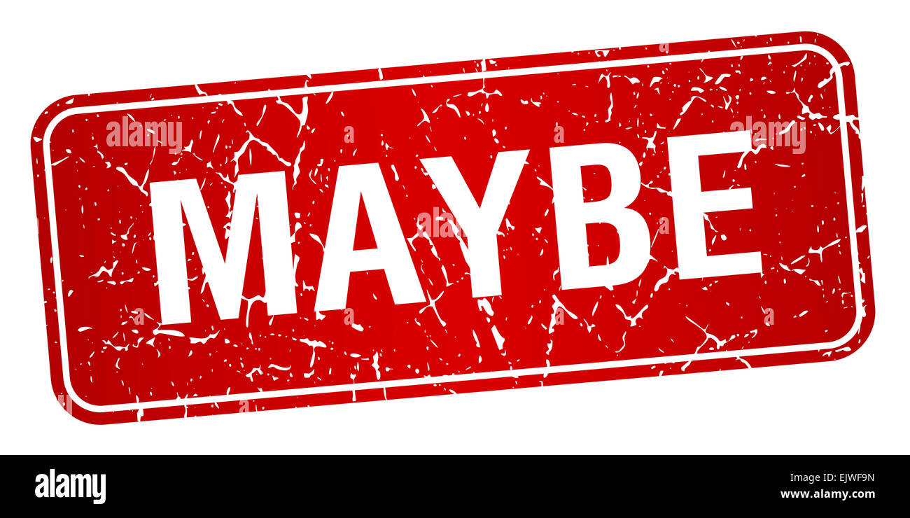 maybe red square grunge textured isolated stamp Stock Photo - Alamy