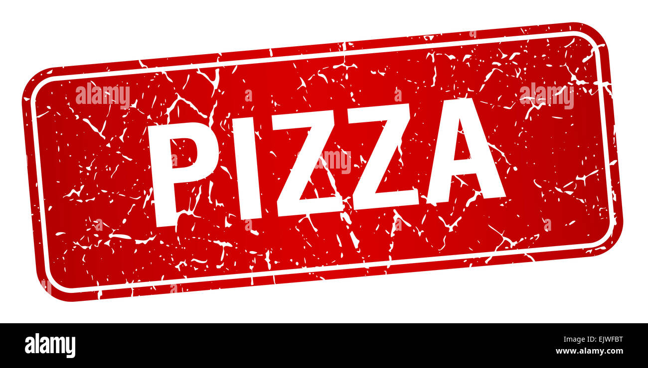 pizza red square grunge textured isolated stamp Stock Photo - Alamy