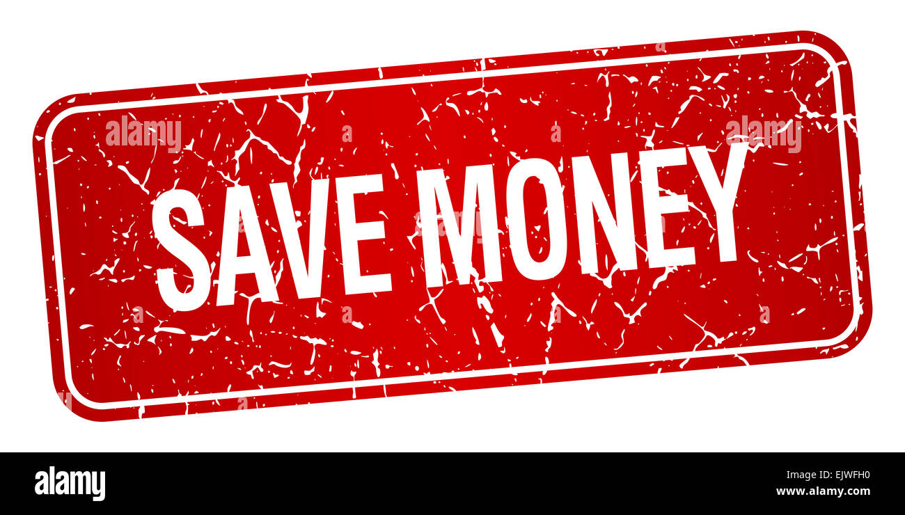 save money red square grunge textured isolated stamp Stock Photo - Alamy